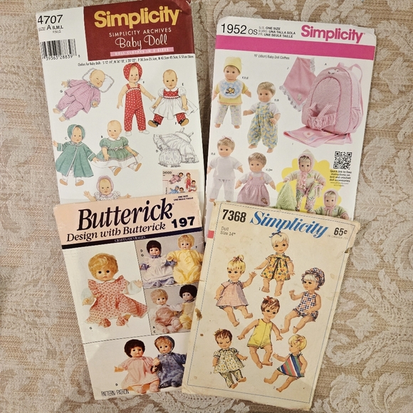 Simplicity | Office | Simplicity Baby Doll Clothes Patterns Bundle Of 4 ...
